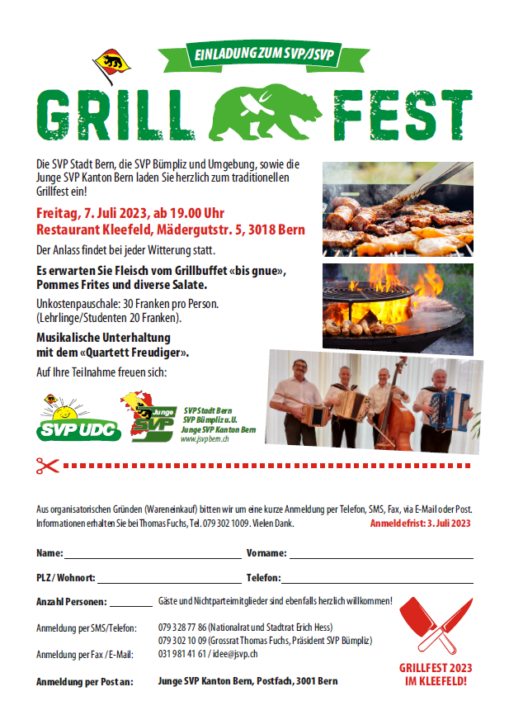 SVP Stadt Bern - Traditionelles Grillfest